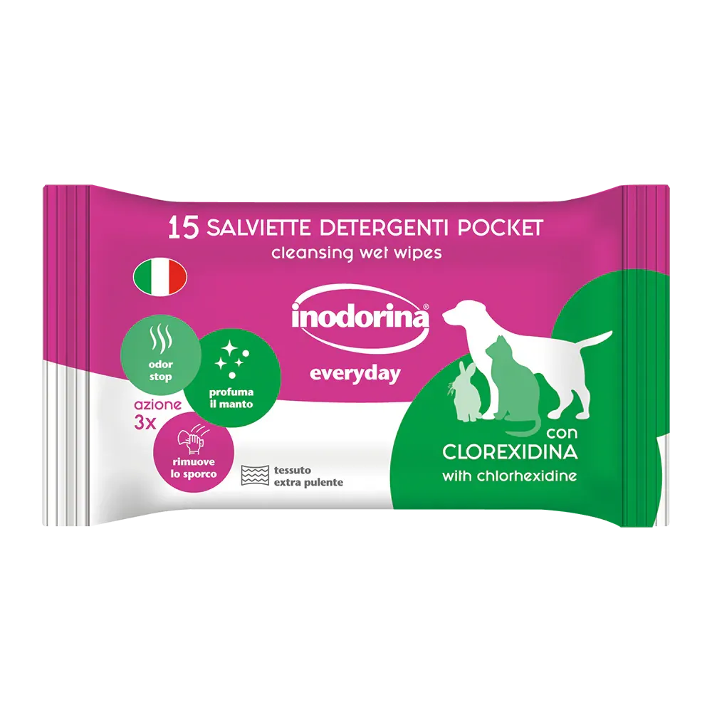 Вологі серветки для котів та собак Inodorina Everyday Clorexidina з ...